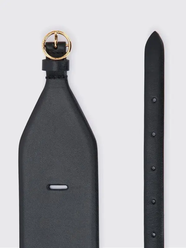 Alaïa Wide Leather Belt With Gold Tone Buckle