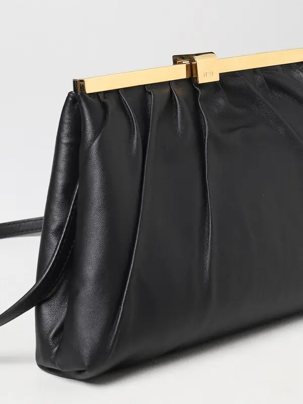 N° 21 Ruched Leather Clutch With Gold Tone Clasp