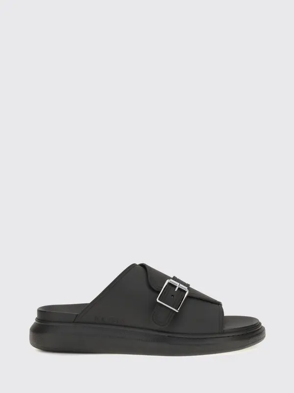 Alexander McQueen Sandals In Smooth Calf Leather With Adjustable Strap And Open Toe - Black