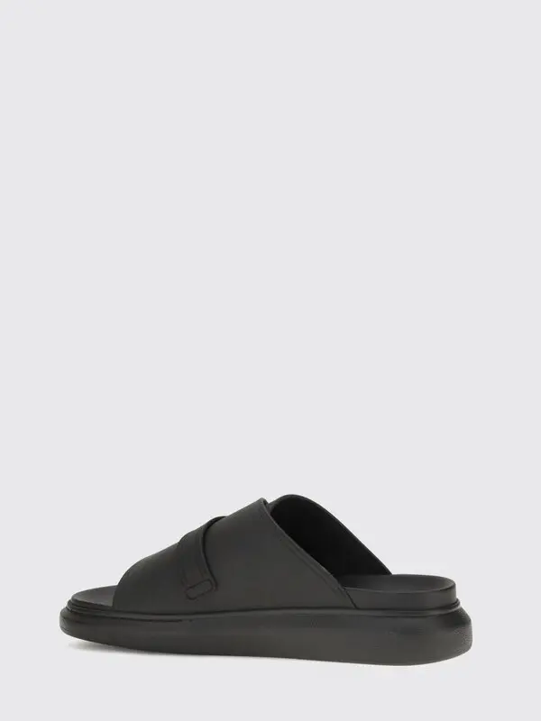 Alexander McQueen Sandals In Smooth Calf Leather With Adjustable Strap And Open Toe - Black