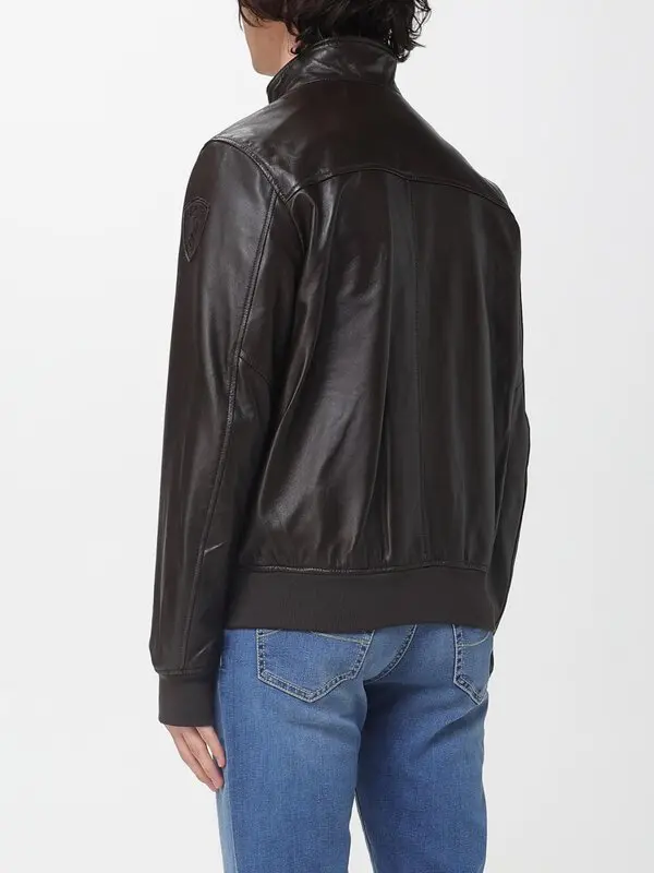 BLAUER. Leather Bomber Jacket - Coffee