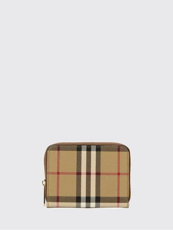 Burberry Coated Cotton Vintage Check Print Wallet - Brown