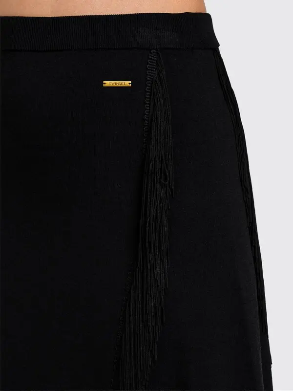 TWINSET Viscose Skirt With Fringes