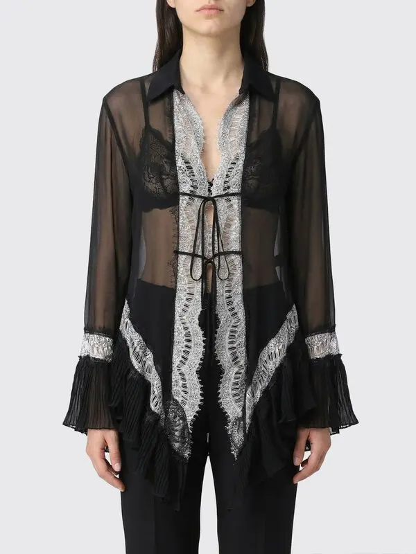Blumarine Viscose Shirt With Lace Inserts