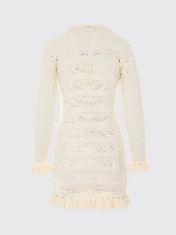 TWINSET Knit Dress With Ruffled Cuffs And Hem - White