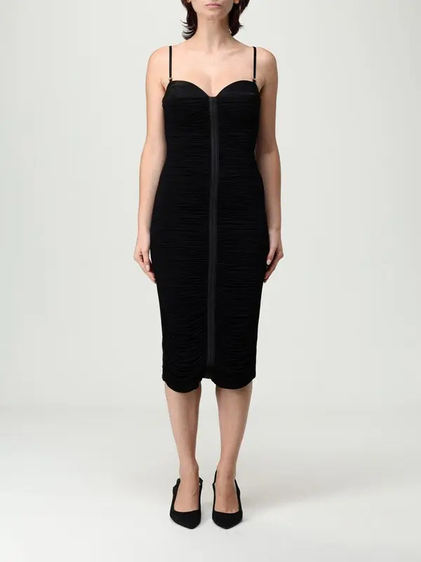 Elisabetta Franchi Ruched Dress With Zipper Detail