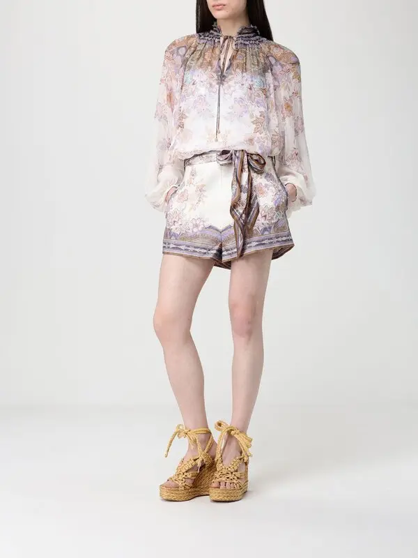 Zimmermann Luna Linen Shorts With Ethnic Print