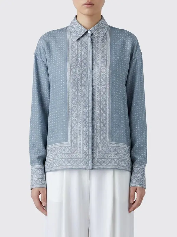 Ermanno Scervino Silk Shirt With Ethnic Print - Denim