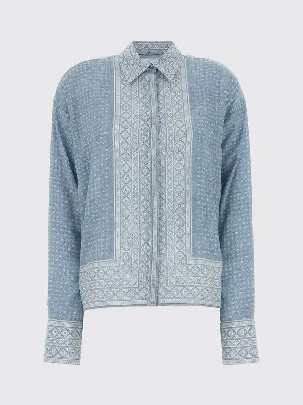 Ermanno Scervino Silk Shirt With Ethnic Print - Denim
