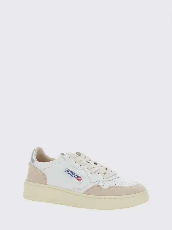 AUTRY Lace-up Leather And Suede Trainers - Silver