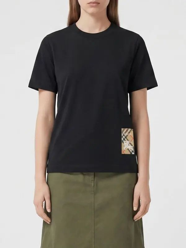 Burberry Cotton T-shirt With Equestrian Knight Logo Print - Black