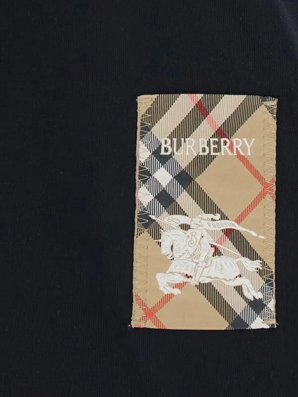 Burberry Cotton T-shirt With Equestrian Knight Logo Print - Black