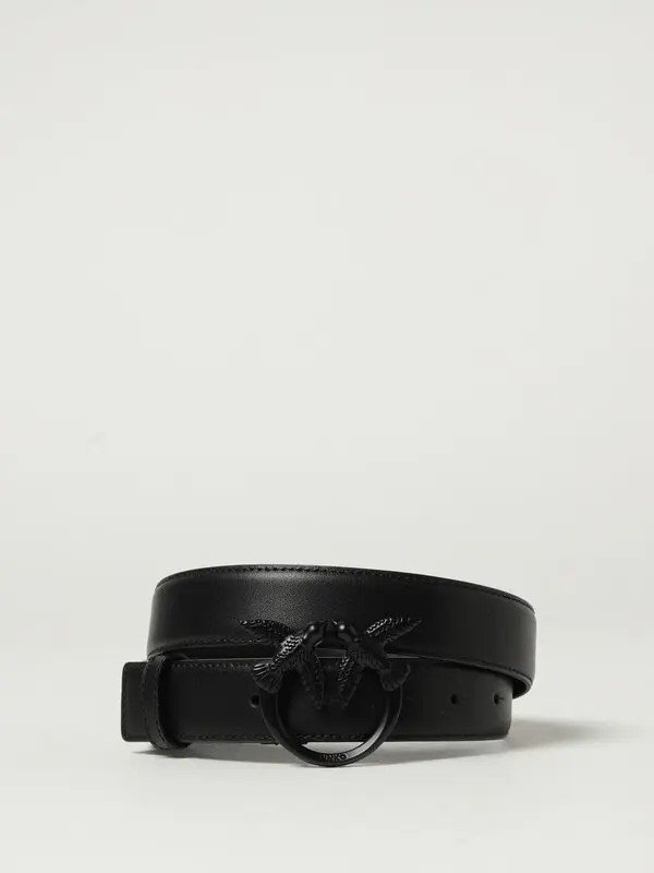 Pinko Leather Belt With Embellished Buckle
