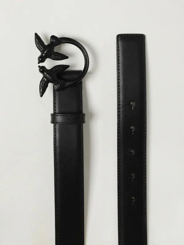 Pinko Leather Belt With Embellished Buckle