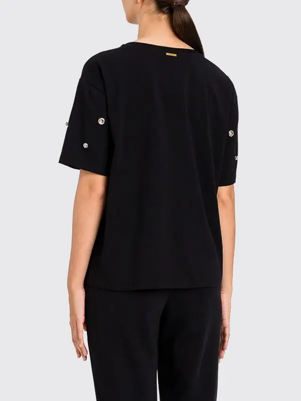 TWINSET Cotton T-shirt With Eyelets And Rhinestones