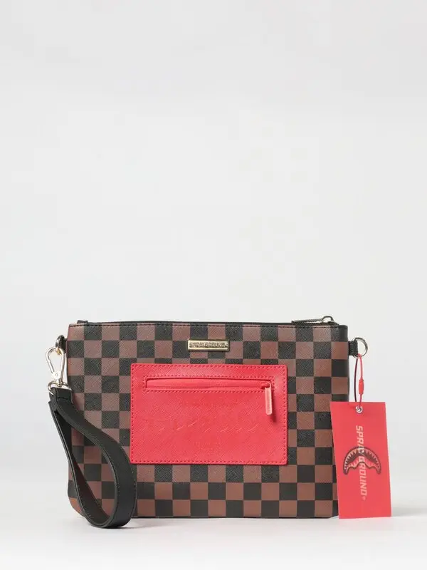 SPRAYGROUND Saffiano Coated Cotton Pouch With Check Pattern