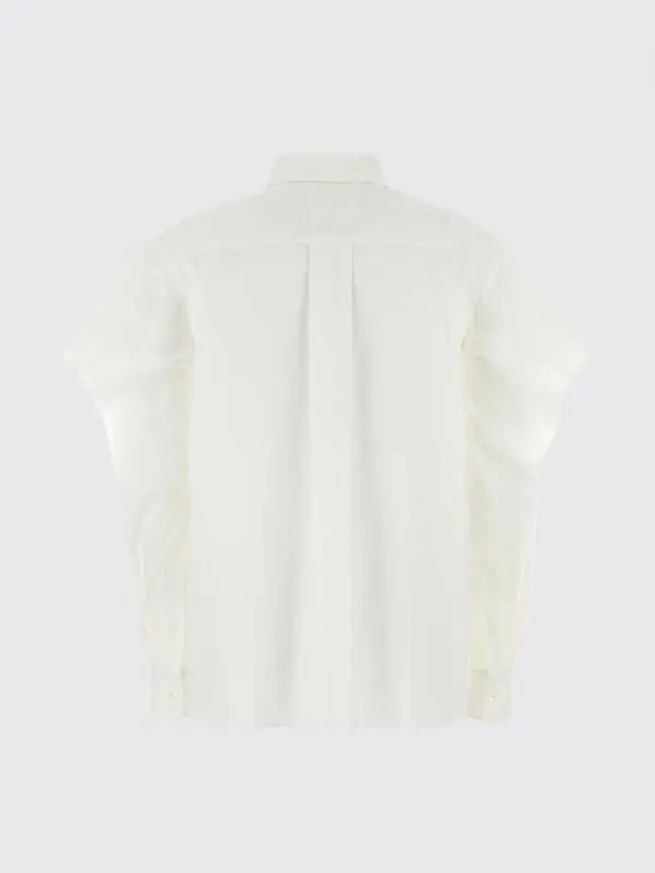Sacai Cotton Poplin Shirt With Pussy-bow Collar And Puff Sleeves