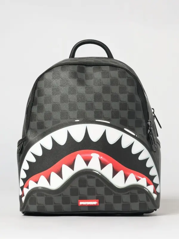 SPRAYGROUND Saffiano Coated Cotton Backpack With Check Pattern And Printed Logo