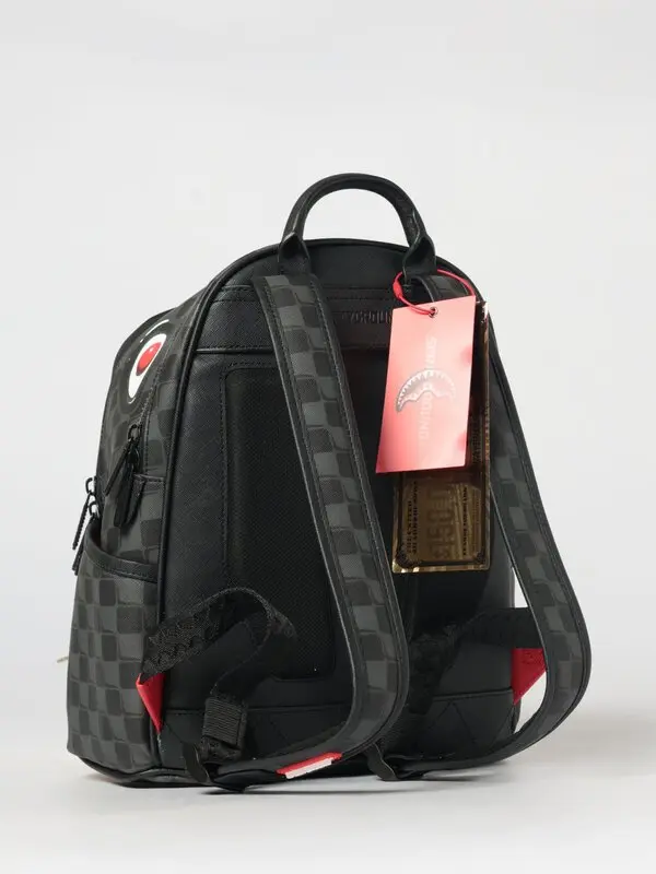 SPRAYGROUND Saffiano Coated Cotton Backpack With Check Pattern And Printed Logo