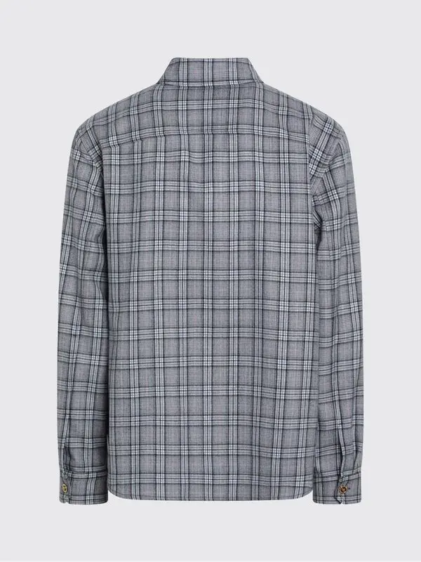 Versace Wool Flannel Overshirt With Check Pattern - Blue