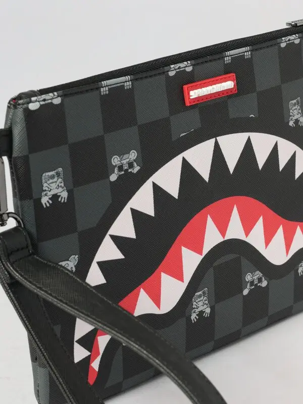 SPRAYGROUND Saffiano Coated Cotton Pouch With Check Pattern And Logo