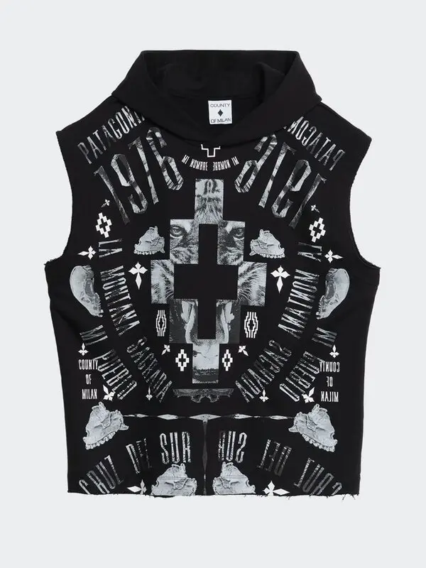 COUNTY OF MILAN Graphic Print Sleeveless Hoodie