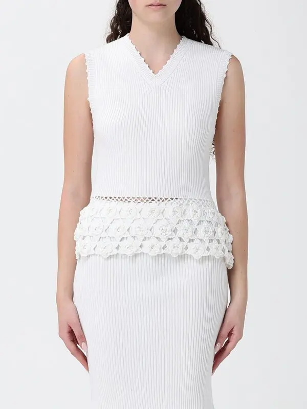 GANNI Organic Cotton Knit Top - White