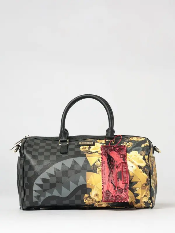 SPRAYGROUND Saffiano Coated Cotton Duffle Bag With Check Pattern And Logo