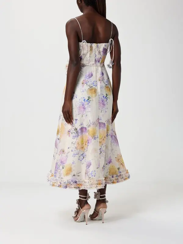 Zimmermann Luna Midi Tulle Dress With Floral Print