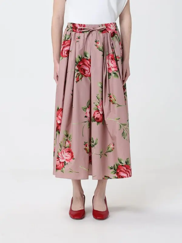 Dolce & Gabbana Floral Cotton Midi Skirt - Pink