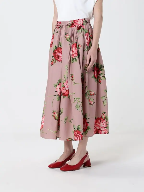 Dolce & Gabbana Floral Cotton Midi Skirt - Pink