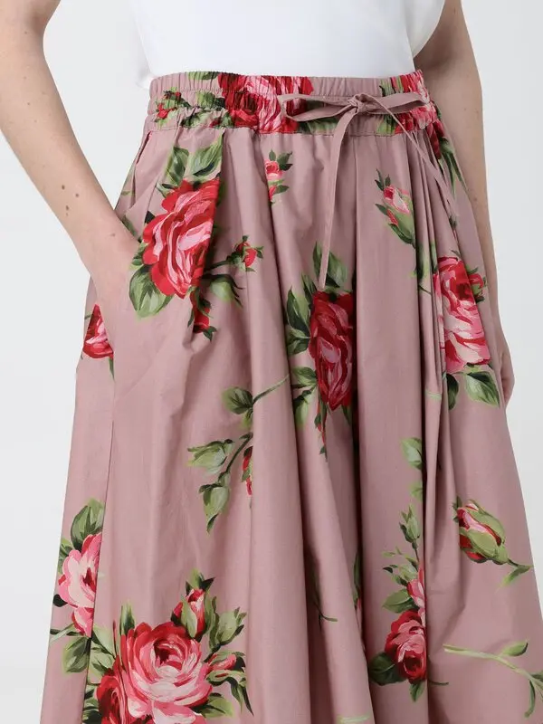Dolce & Gabbana Floral Cotton Midi Skirt - Pink