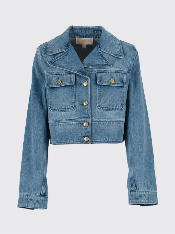 Michael Kors Denim Jacket With Peak Lapel Collar
