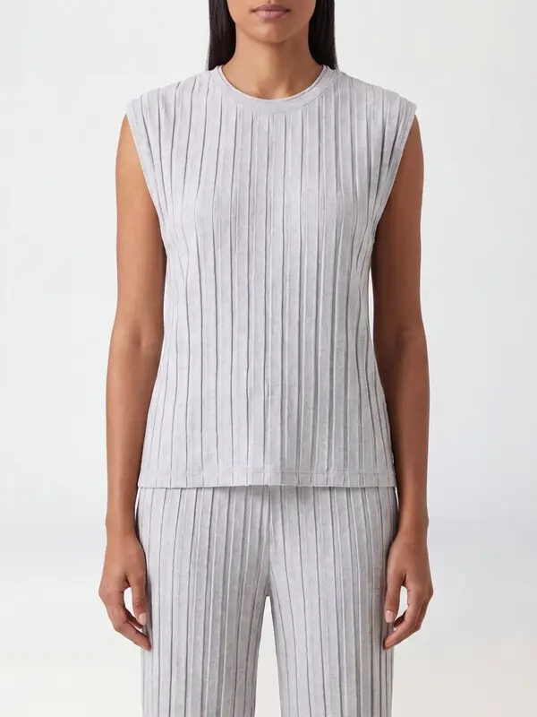 IRO PARIS Sleeveless Slim Fit Cotton Blend Top - Grey