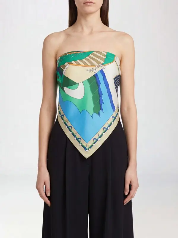 Tory Burch Slim Fit Off-the-shoulder Silk Top With Abstract Print - Multicolor