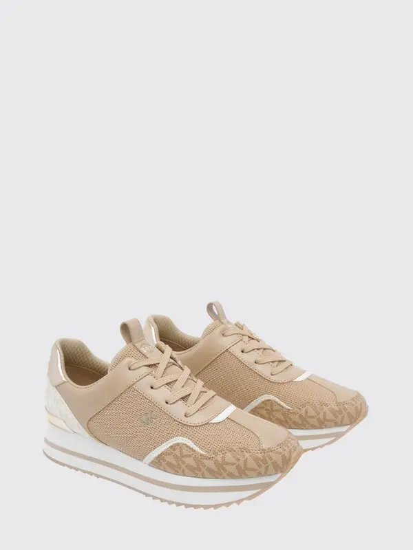 Michael Kors Raina Platform Sneakers In Monogram Canvas And Mesh With Platform Sole - Beige