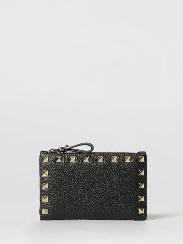 Valentino Garavani Rockstud Grained Leather Wallet - Black