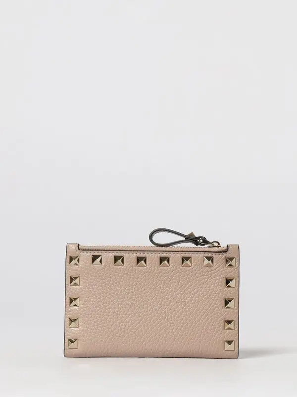 Valentino Garavani Rockstud Grained Leather Wallet - Pink