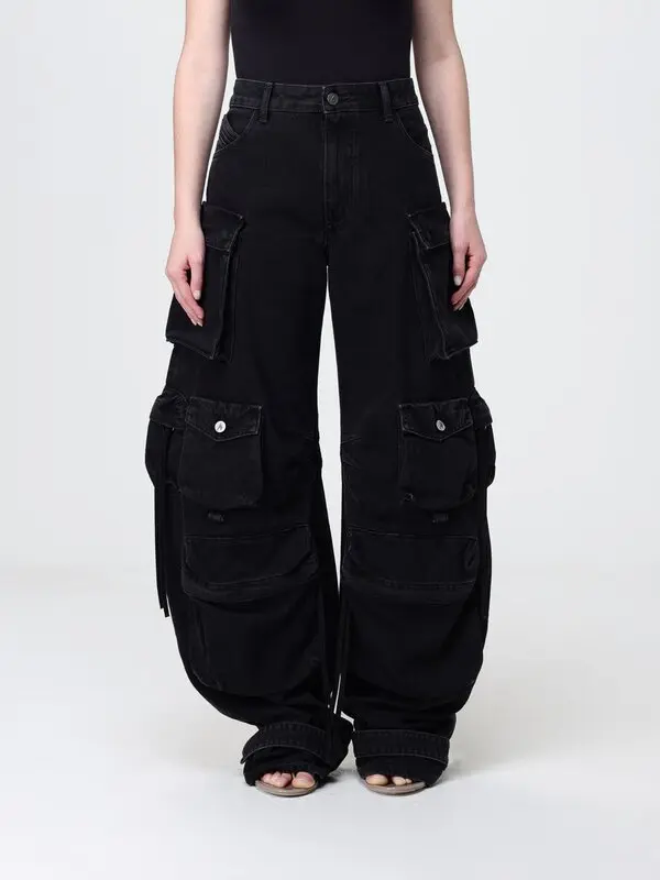 Attico Cotton Denim Cargo Jeans