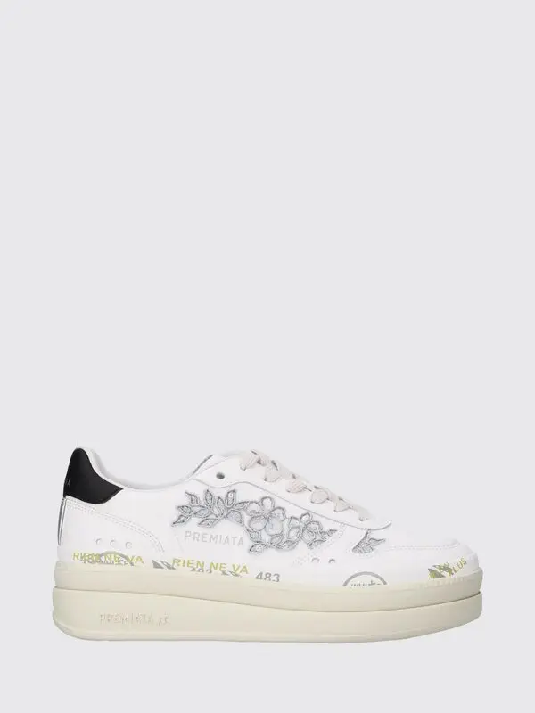 Premiata Leather Sneakers With Floral Embellishments
