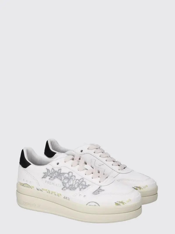 Premiata Leather Sneakers With Floral Embellishments