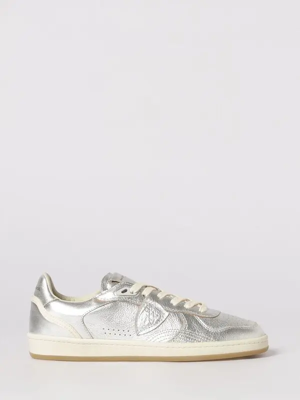 Philippe Model Pgal Laminated Leather Sneakers - Silver