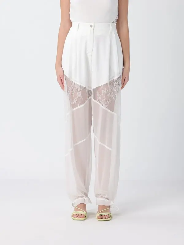 Pinko Lace And Tulle Wide-leg Trousers