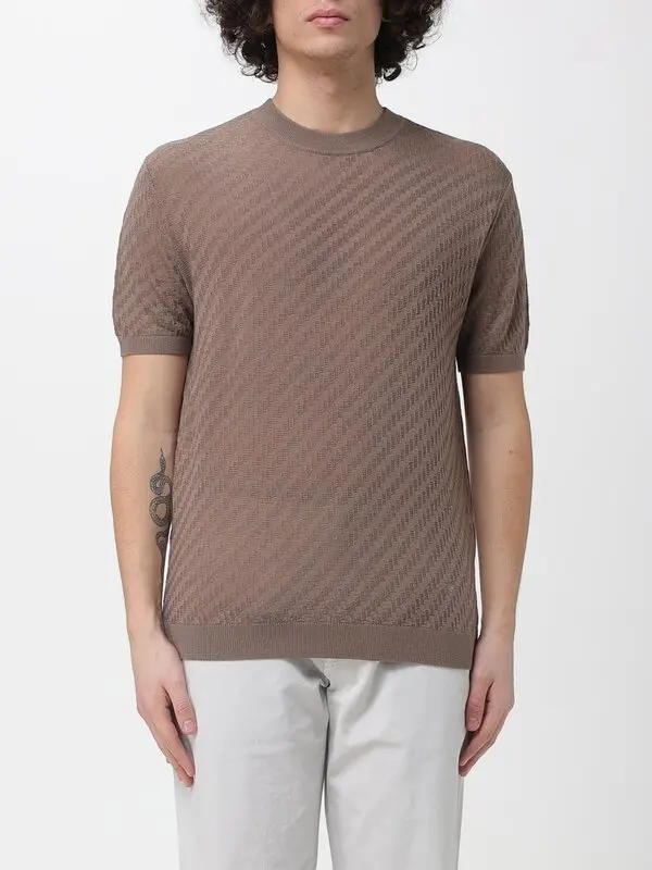 Emporio Armani Textured Knit Jumper - Brown