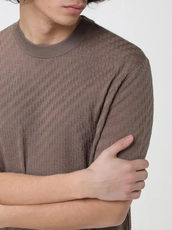 Emporio Armani Textured Knit Jumper - Brown