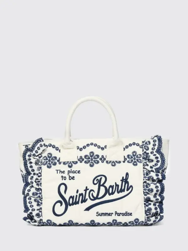 MC2 SAINT BARTH Colette Cotton Denim And Sangallo Bag - White