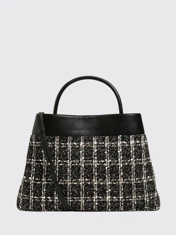 TWINSET Checked Tweed Handbag With Leather Accents