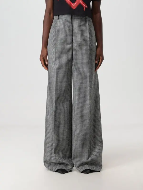 MSGM Wide Leg Checkered Trousers