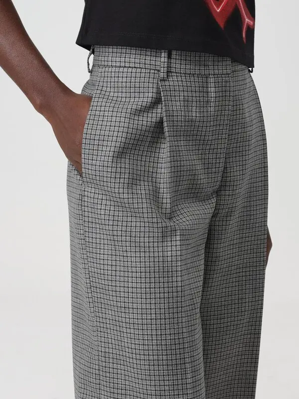 MSGM Wide Leg Checkered Trousers