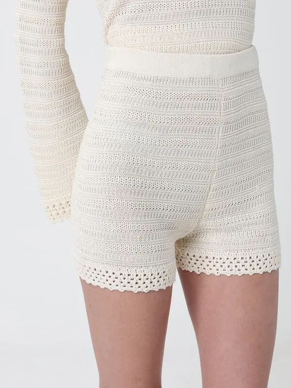 TWINSET Crocheted High-waisted Shorts - Beige